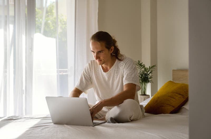 Man working from home stock image. Image of business - 257606197