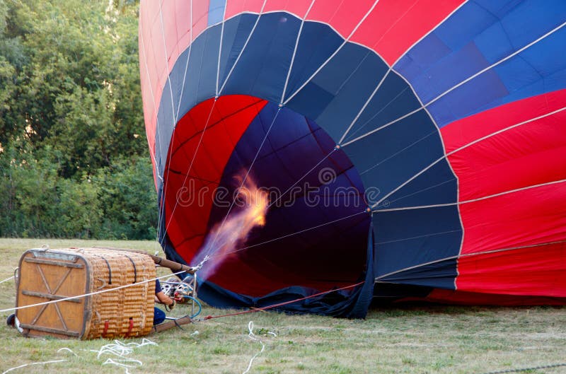 A Man is Working on a Hot Air Balloon Stock Image - Image of burner ...