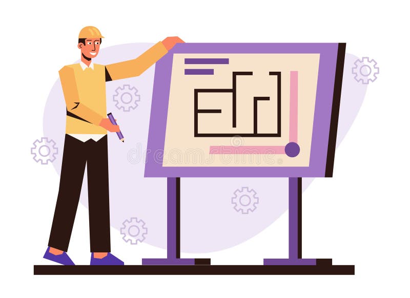 Man Working with House Plan, Draw and Make Presentation. Architect ...