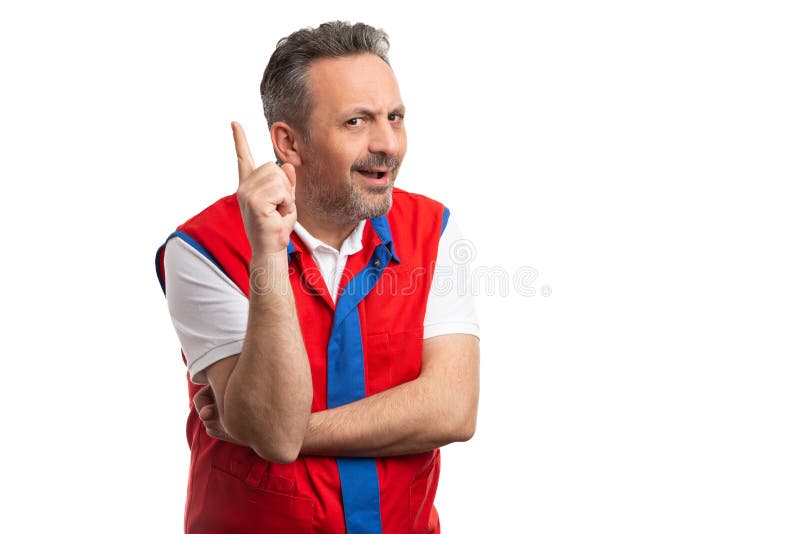 Man Working at Hypermarket Pointing at we are Open Paper Stock Photo ...