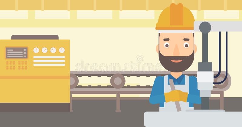 Man Working with Industrial Equipment. Stock Vector - Illustration of ...