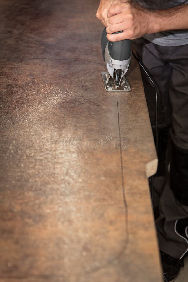 Man is Working with an Jigsaw Stock Image - Image of occupation, garage ...