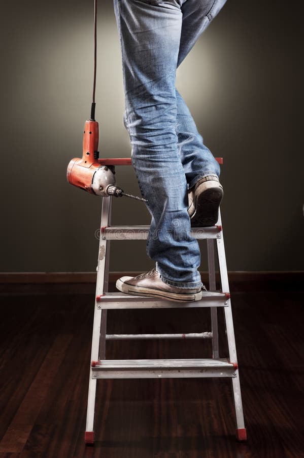 Man working on ladder stock image. Image of home, climb - 37815449