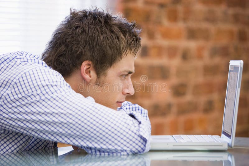 Man working on laptop stock photo. Image of casual, horizontal - 4779716