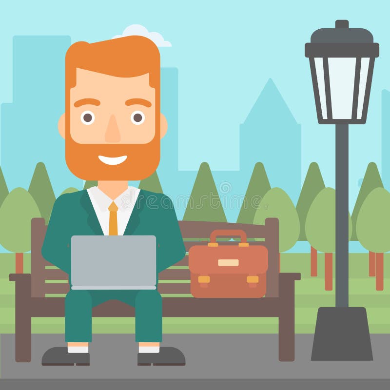 Man working at laptop stock vector. Illustration of isolated - 63307150