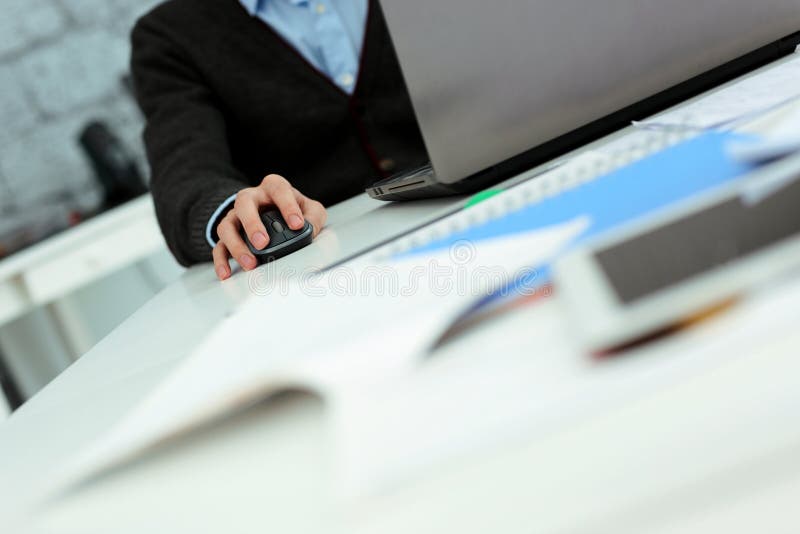 Man Working at Laptop at His Workplace Stock Image - Image of modern ...