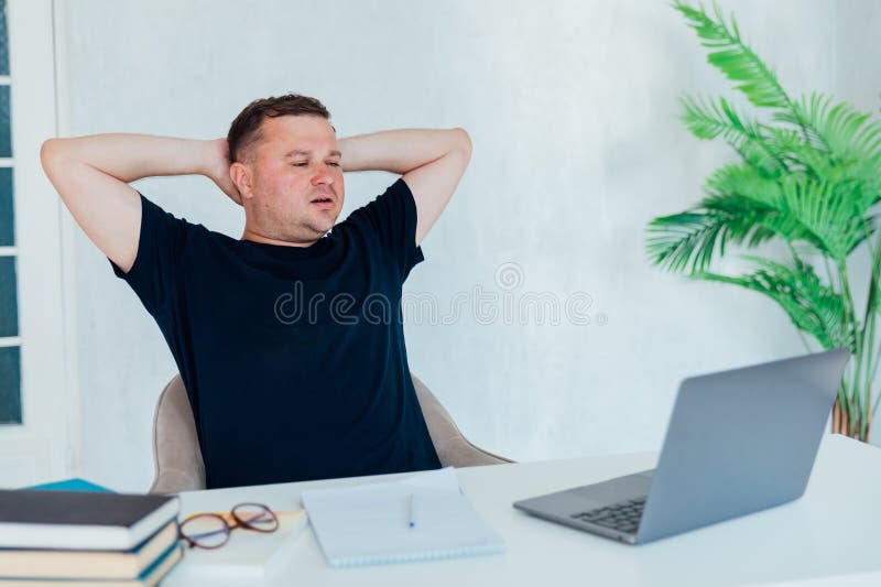 Man Working on Laptop in Office Cabinet Stock Photo - Image of typing ...