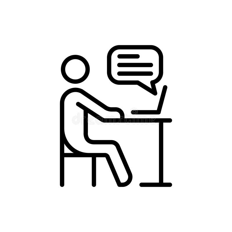 Man Working on Laptop Outline Vector Icon Stock Vector - Illustration ...