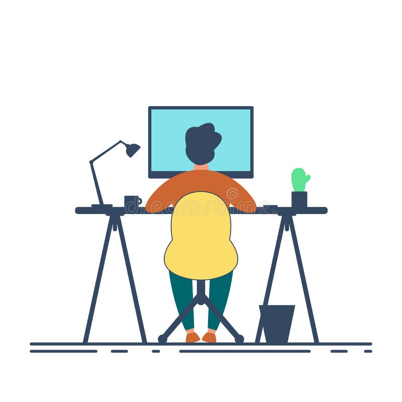 Man Working on Laptop - Stock Vector Illustration Stock Illustration ...