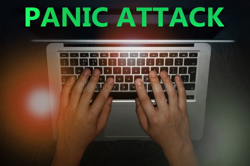 Man Working with Laptop. Use Information Safely To Avoid Panic Attack ...