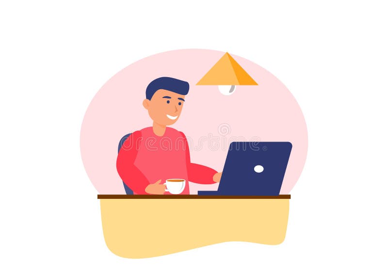 Man working with laptop stock vector. Illustration of design - 217878268