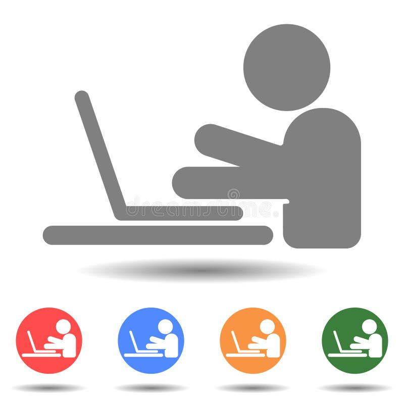 Man Working on Laptop Vector Icon in Simple Style Stock Vector ...
