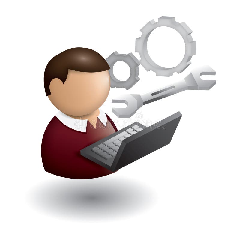 Man Working on Laptop. Vector Illustration Decorative Design Stock ...