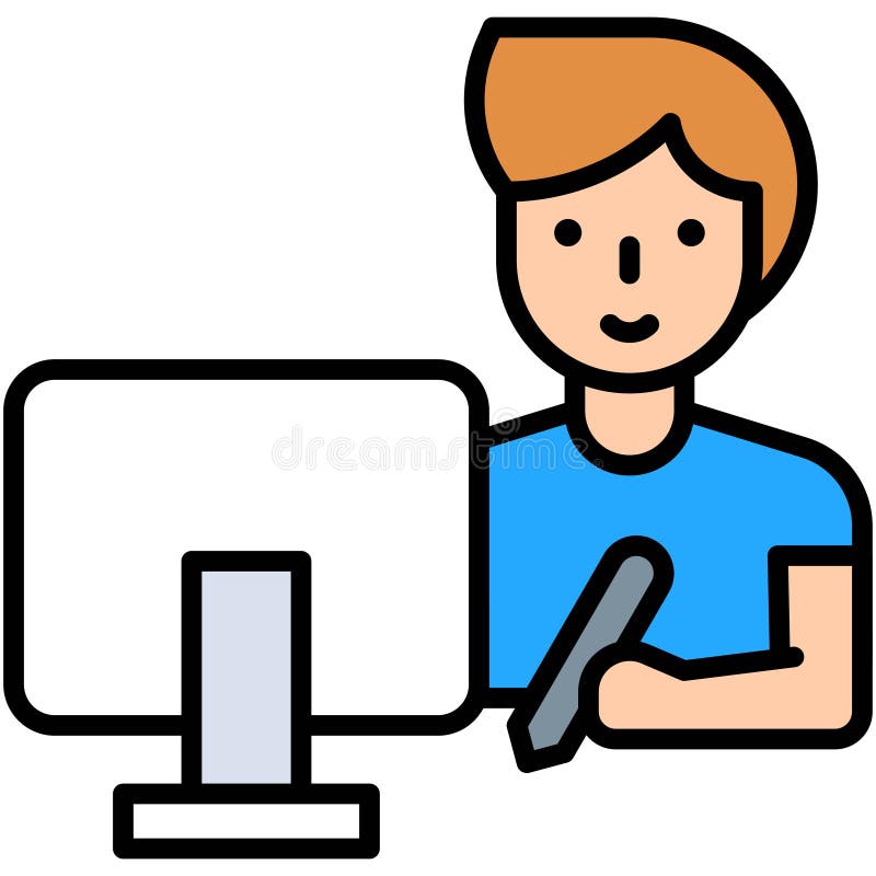 Man Working on Laptop, Work from Home Related Stock Vector ...