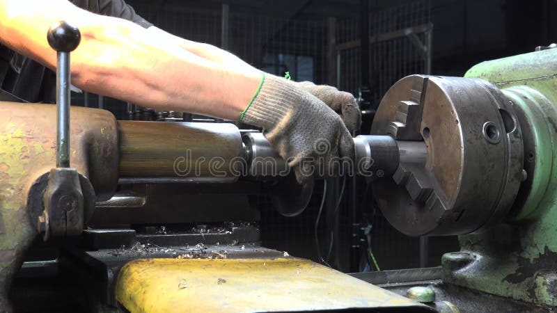 Man Working on a Lathe in the Workshop Stock Footage - Video of ...