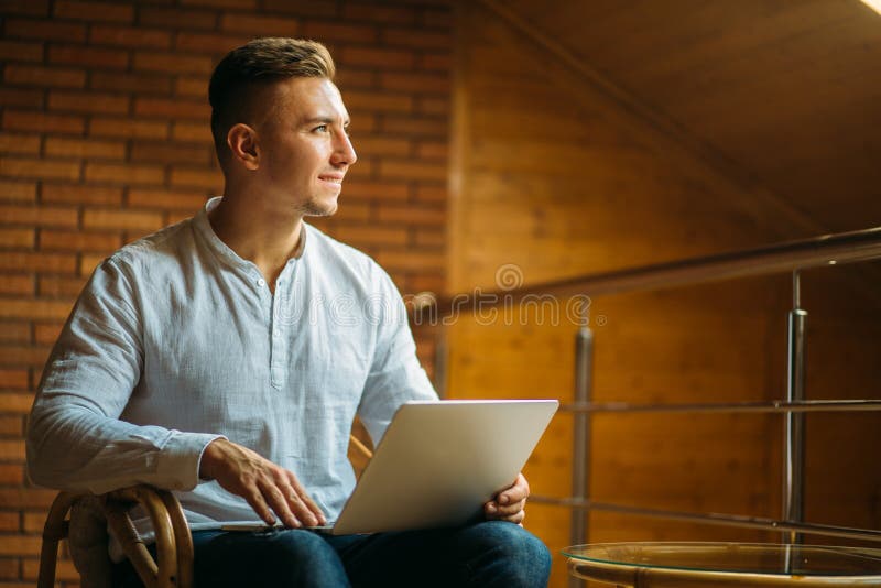 Man Working in Loft Office Start Up Ideas Concept Stock Image - Image ...
