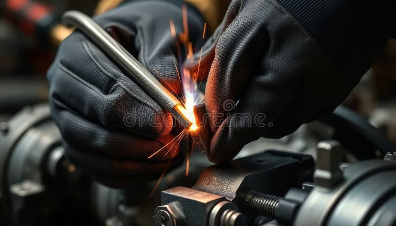 Man is Working on a Machine with a Spark Stock Image - Image of ...