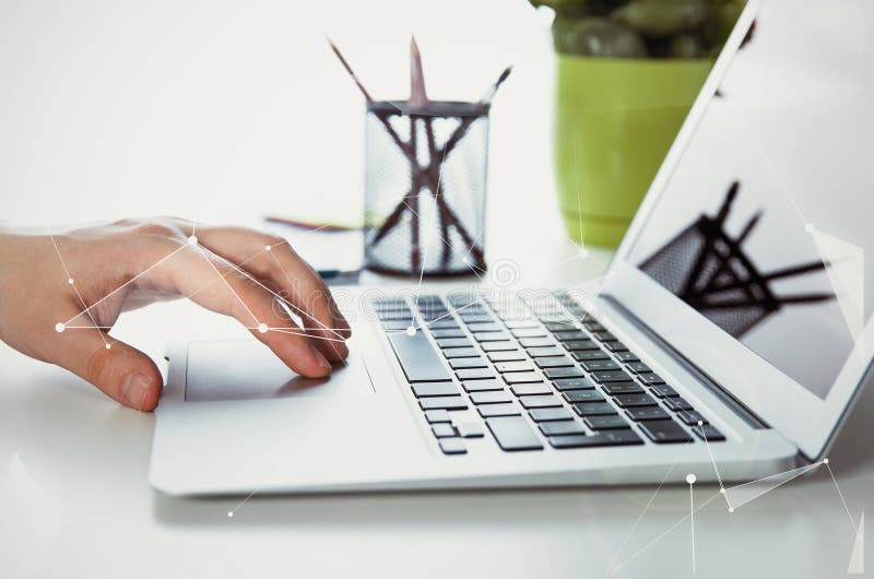Man Working with Modern Laptop in Office Stock Photo - Image of ...
