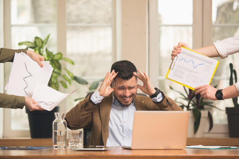 Man Working in Modern Office Using Devices and Gadgets during Creative ...