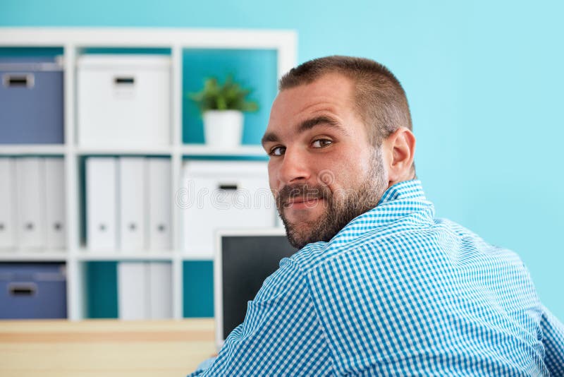 Man Working in Modern Office Stock Photo - Image of screen, workplace ...