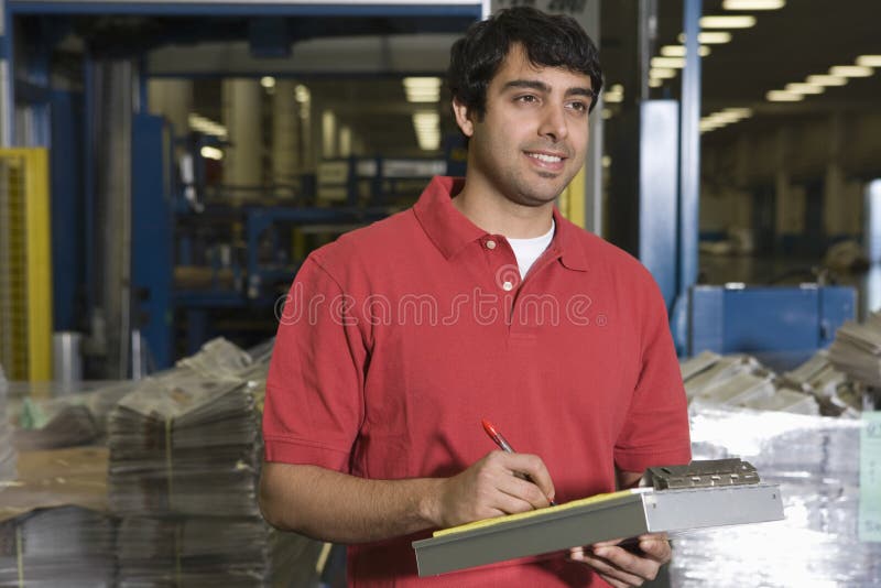 Man Working in Newspaper Factory Stock Image - Image of factory ...