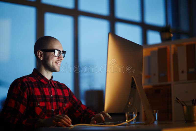 Man working at night stock image. Image of business - 118190271