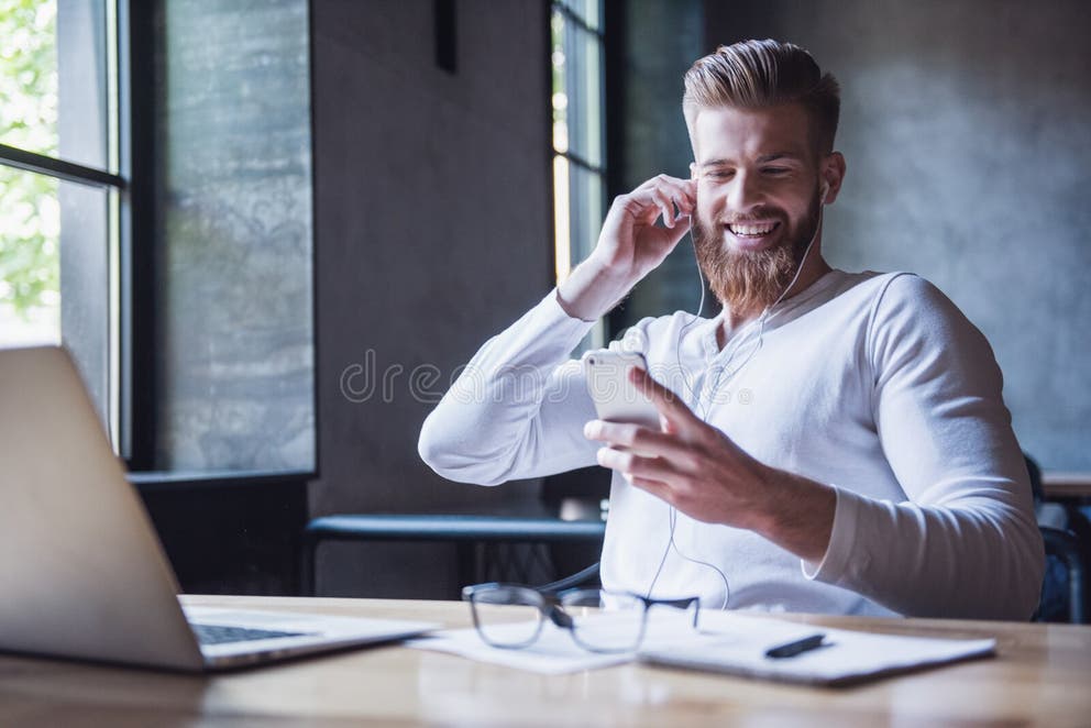 A Man while Working in an Office Stock Photo - Image of male, handsome ...
