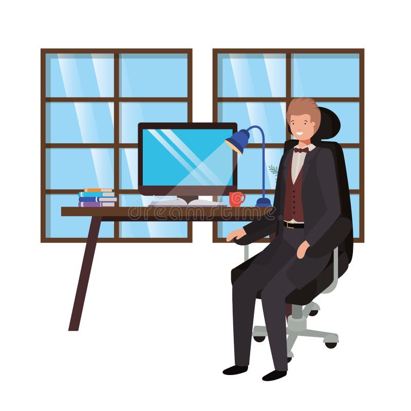 Man Working in the Office Avatar Character Stock Vector - Illustration ...