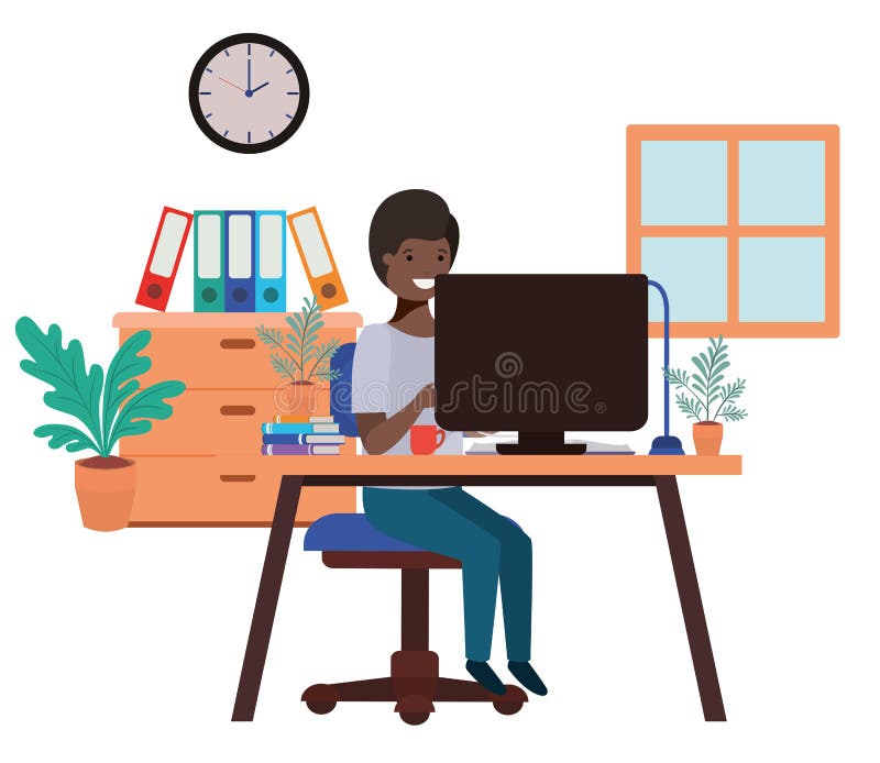 Man Working in the Office Avatar Character Stock Vector - Illustration ...