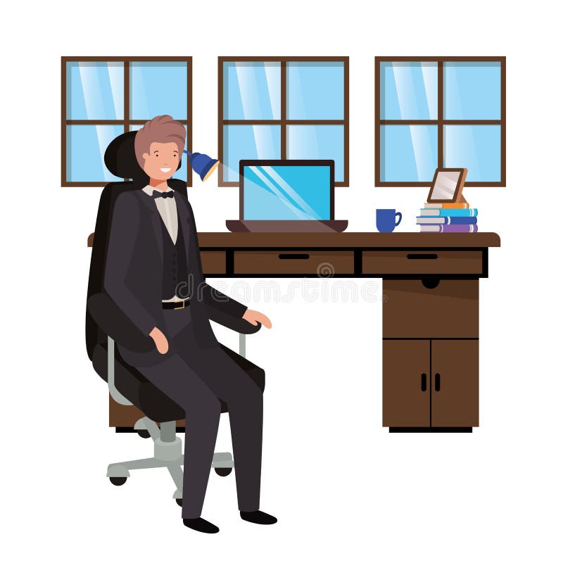 Man Working in the Office Avatar Character Stock Vector - Illustration ...