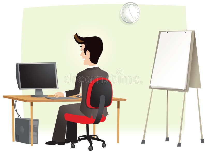 Busy office scene stock vector. Illustration of computerized - 66024683