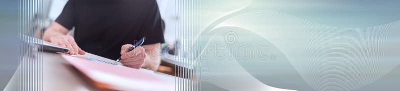 Man Working in Office, Hard Light Effect. Panoramic Banner Stock Photo ...