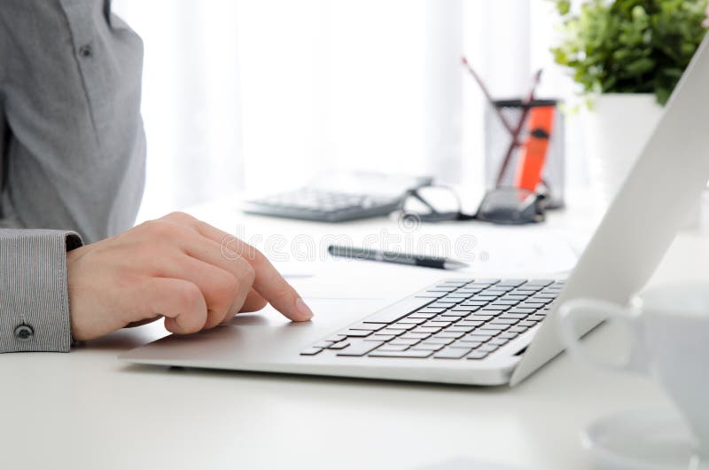 Man Working in the Office with Laptop Stock Photo - Image of ...