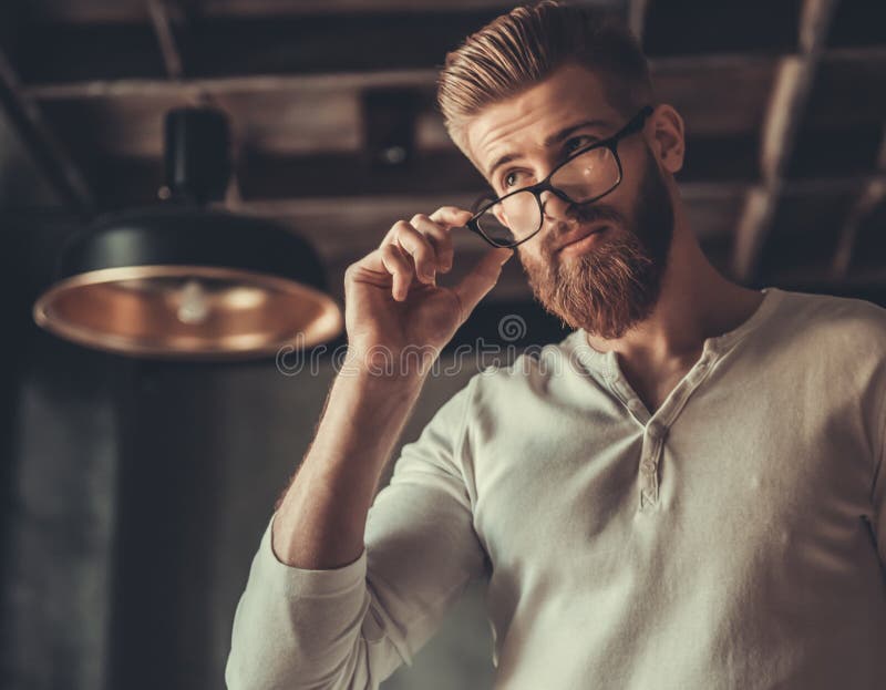 A Man while Working in an Office Stock Photo - Image of fashion, casual ...