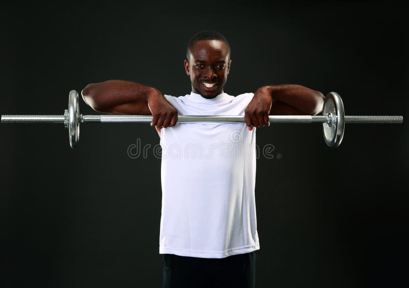 Man Working Out with Barbell Stock Image - Image of builder, cheerful ...