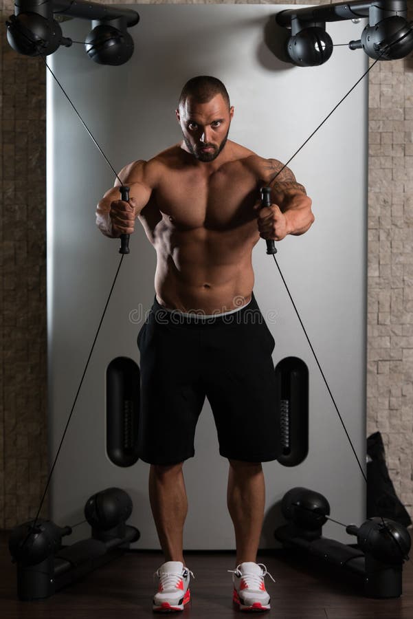Man is Working Out Chest on Machine Stock Image - Image of conscious ...