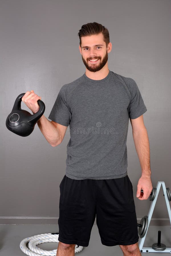 Man Working Out stock image. Image of training, kettleball - 48992597
