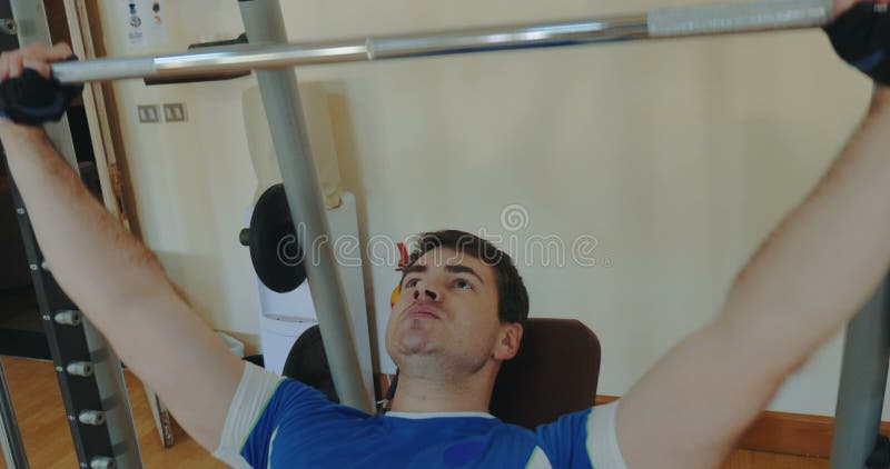 Man Working Out Chest Press Exercise Stock Image - Image of workout ...