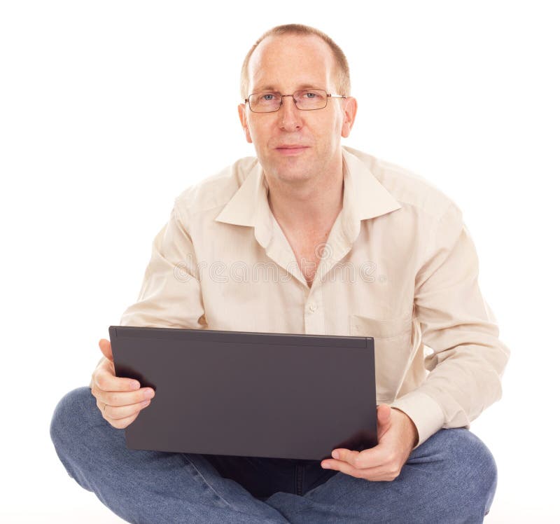 Man Working Over the Internet at Home Stock Photo - Image of client ...
