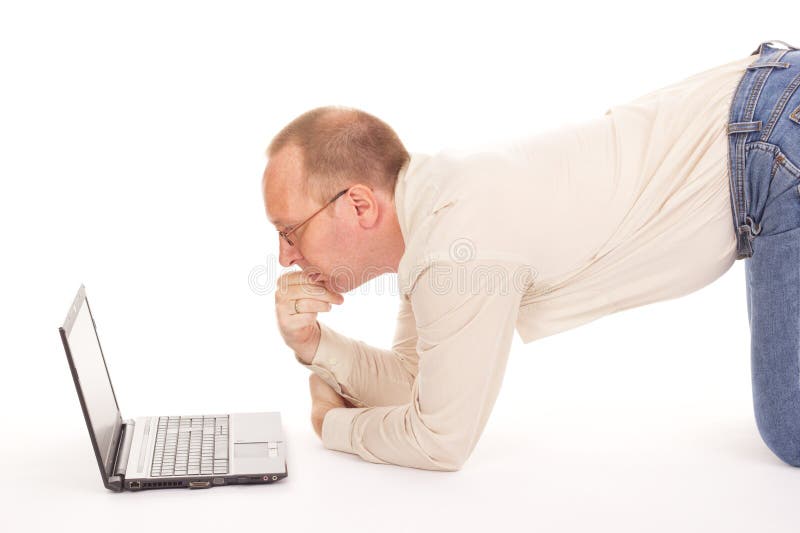 Man Working Over the Internet at Home Stock Image - Image of computer ...