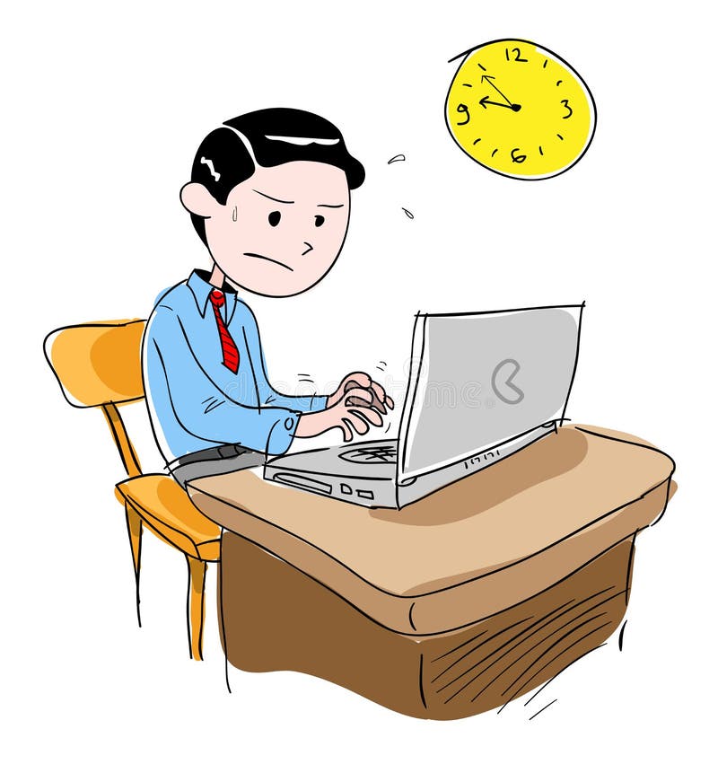 Man Working Overtime stock vector. Illustration of clock - 56614895