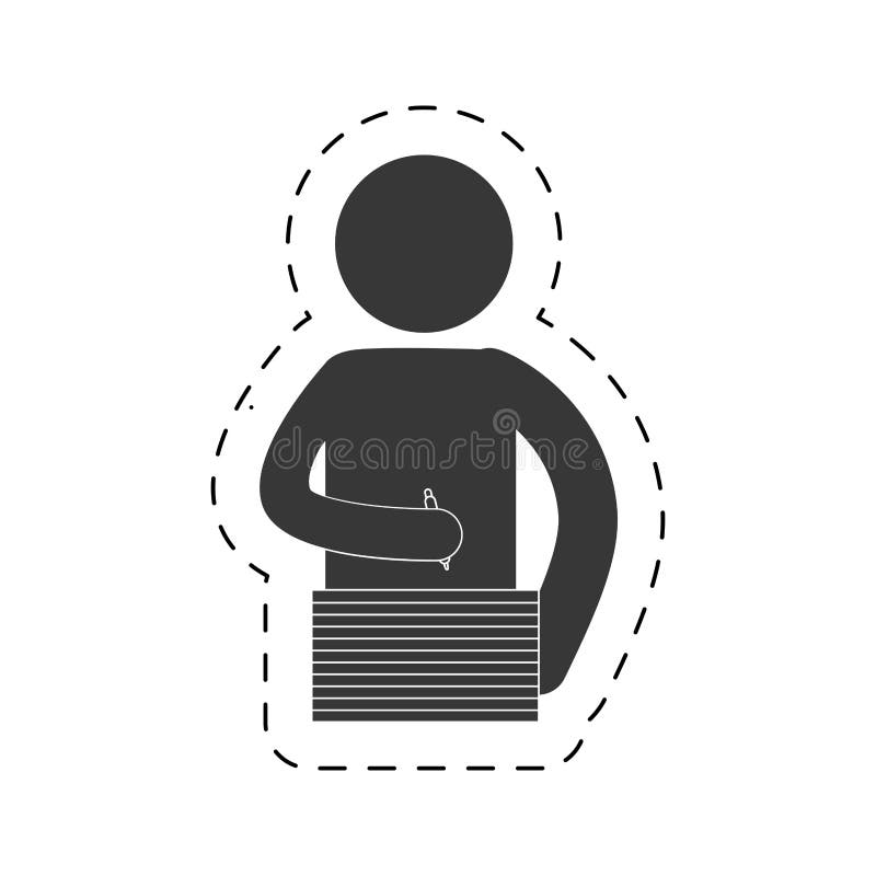 Man Working Papers Pen Write Figure Pictogram Stock Illustrations – 2 ...