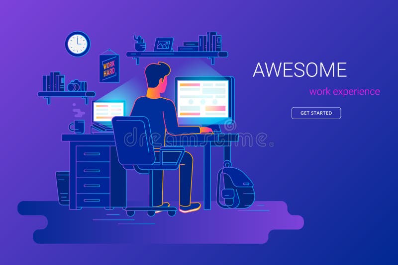 Man Working with Pc at His Work Desk and Testing Ui and Ux. Stock ...