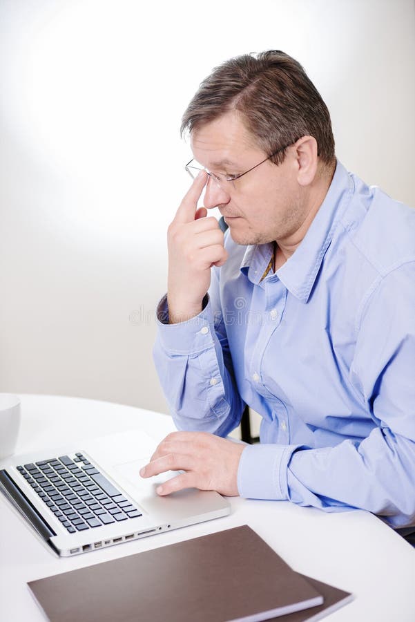 Man at work stock image. Image of sitting, brunet, casual - 93319799