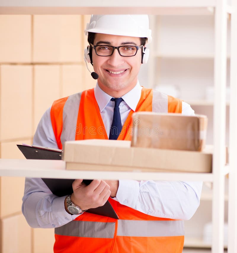Man Working in Postal Parcel Delivery Service Office Stock Image ...