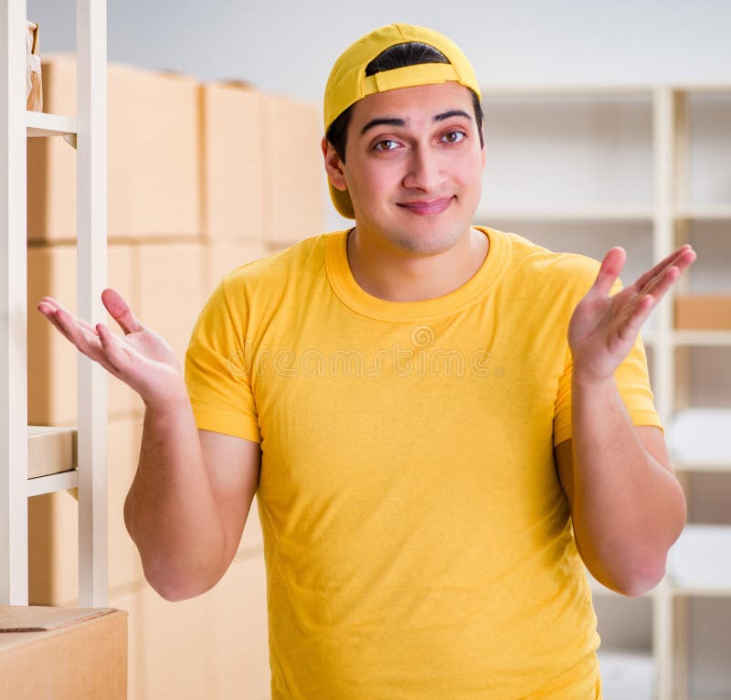 Man Working in Postal Parcel Delivery Service Office Stock Photo ...