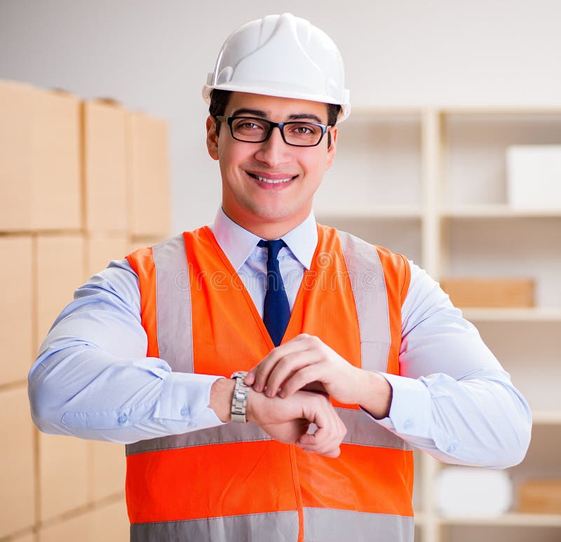 Man Working in Postal Parcel Delivery Service Office Stock Photo ...