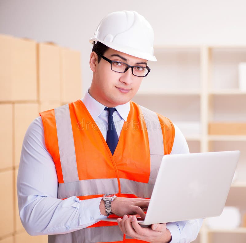 Man Working in Postal Parcel Delivery Service Office Stock Photo ...