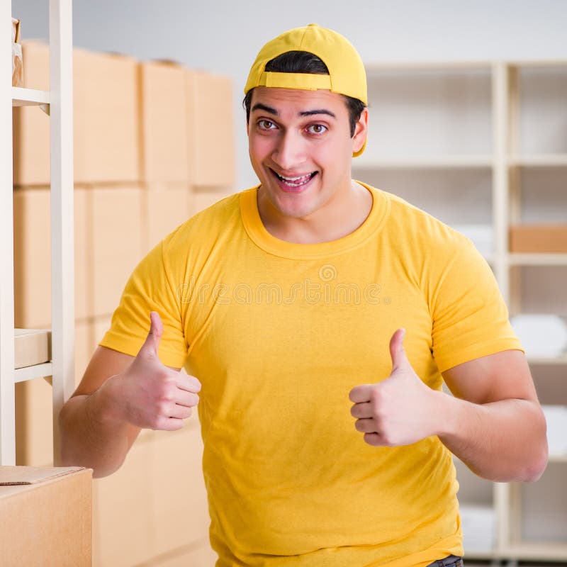 Man Working in Postal Parcel Delivery Service Office Stock Photo ...