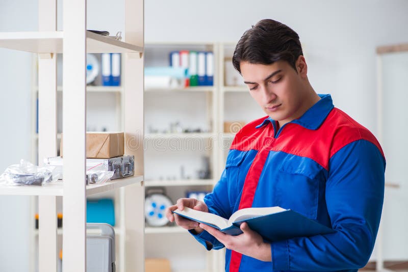 The Man Working in the Postal Warehouse Stock Photo - Image of ...